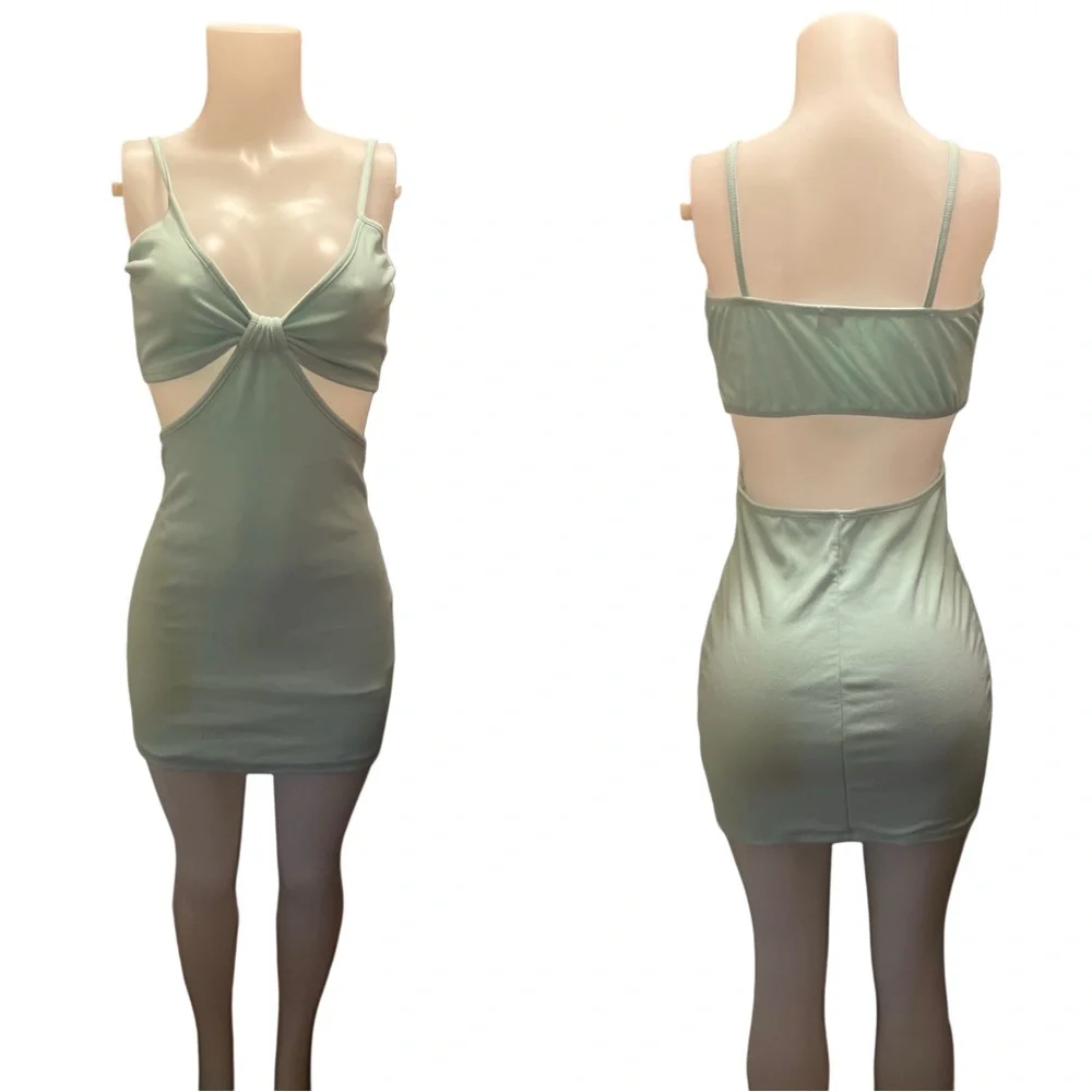 Dresses | Sage Green Cutout Bodycon Mini Dress Nwot | Poshmark